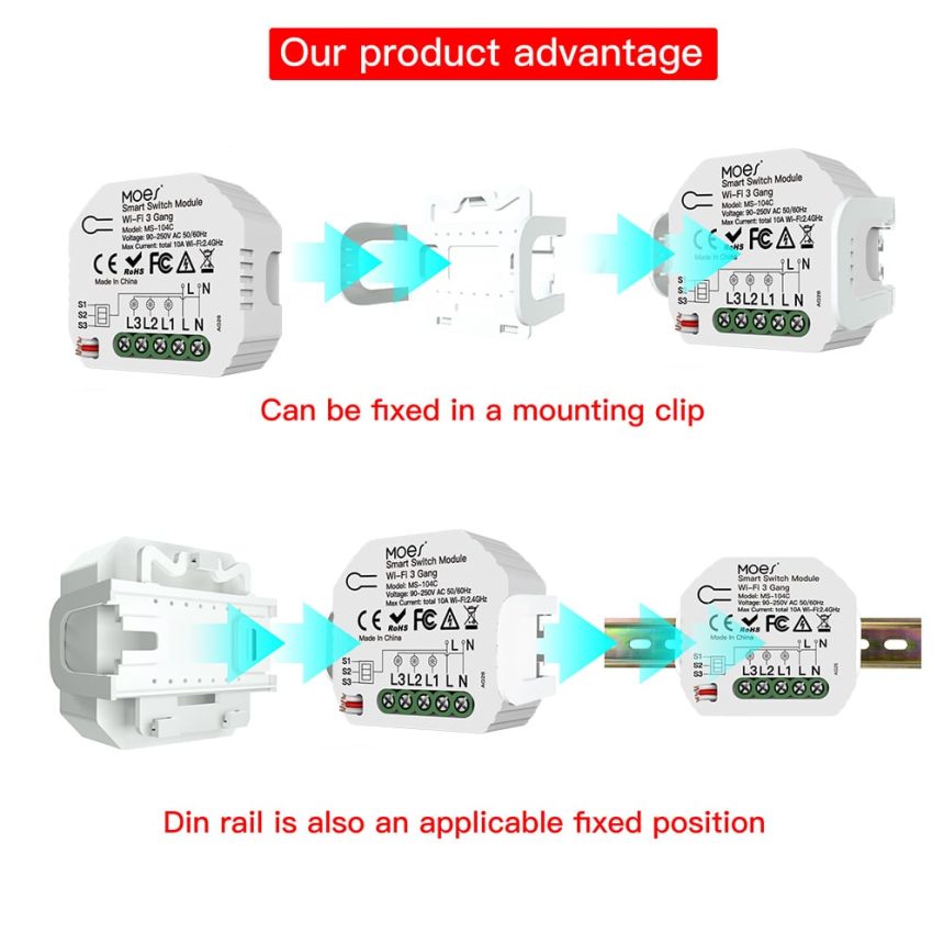 MOES Wifi Mini Quadruple (4Ch) Smart Switch - We Volt